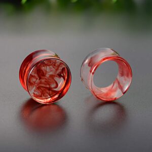 COOEAR 2 Pairs Matched Set Gauges for Ears Flesh Tunnels Kits Plugs Earrings Red Acrylic Ear Expander Stretchers Piercing.