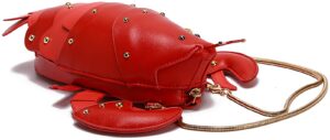 qzunique crayfish shape handbag novelty animal shaped purse crossbody bag detachable shoulder bag for women girl