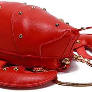 QZUnique Crayfish Shape Handbag Novelty Animal Shaped Purse Crossbody Bag Detachable Shoulder Bag for Women Girl