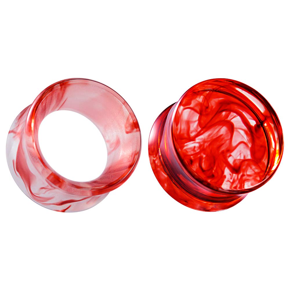 COOEAR 2 Pairs Matched Set Gauges for Ears Flesh Tunnels Kits Plugs Earrings Red Acrylic Ear Expander Stretchers Piercing.