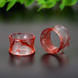 COOEAR 2 Pairs Matched Set Gauges for Ears Flesh Tunnels Kits Plugs Earrings Red Acrylic Ear Expander Stretchers Piercing.