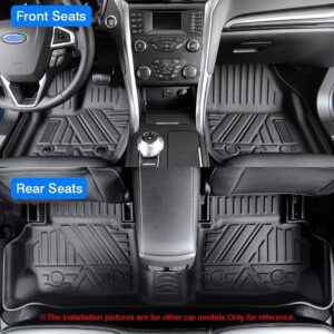 KUST Floor Mats for Ford Explorer 2020-2024 (Fits 6 and 7 Passenger Models), All Weather Floor Liners, TPE Car Mats Front Rear 2 Row Liner Black Non-Slip