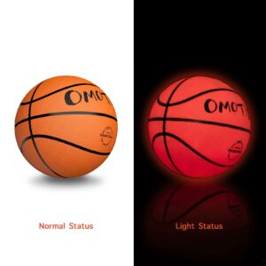 OMOTIYA Glow in The Dark Basketball, LED Light Up Basketball, Night Glowing Ball, Cool Sports Gear 8-12 Year Old, Toy Basketball Gifts Ideas & Games for Age 8, 9, 10, 11, 12, 13+ Kid Teens Boys Girls