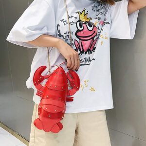 QZUnique Crayfish Shape Handbag Novelty Animal Shaped Purse Crossbody Bag Detachable Shoulder Bag for Women Girl