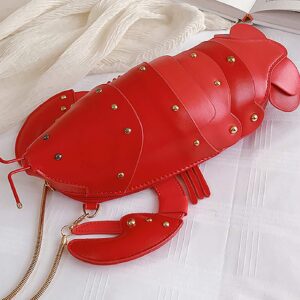 QZUnique Crayfish Shape Handbag Novelty Animal Shaped Purse Crossbody Bag Detachable Shoulder Bag for Women Girl