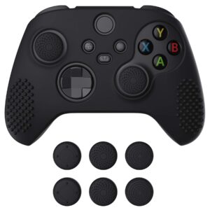 extremerate playvital black 3d studded edition anti-slip silicone cover skin for xbox series x/s controller, soft rubber case protector for xbox core wireless controller with 6 black thumb grip caps