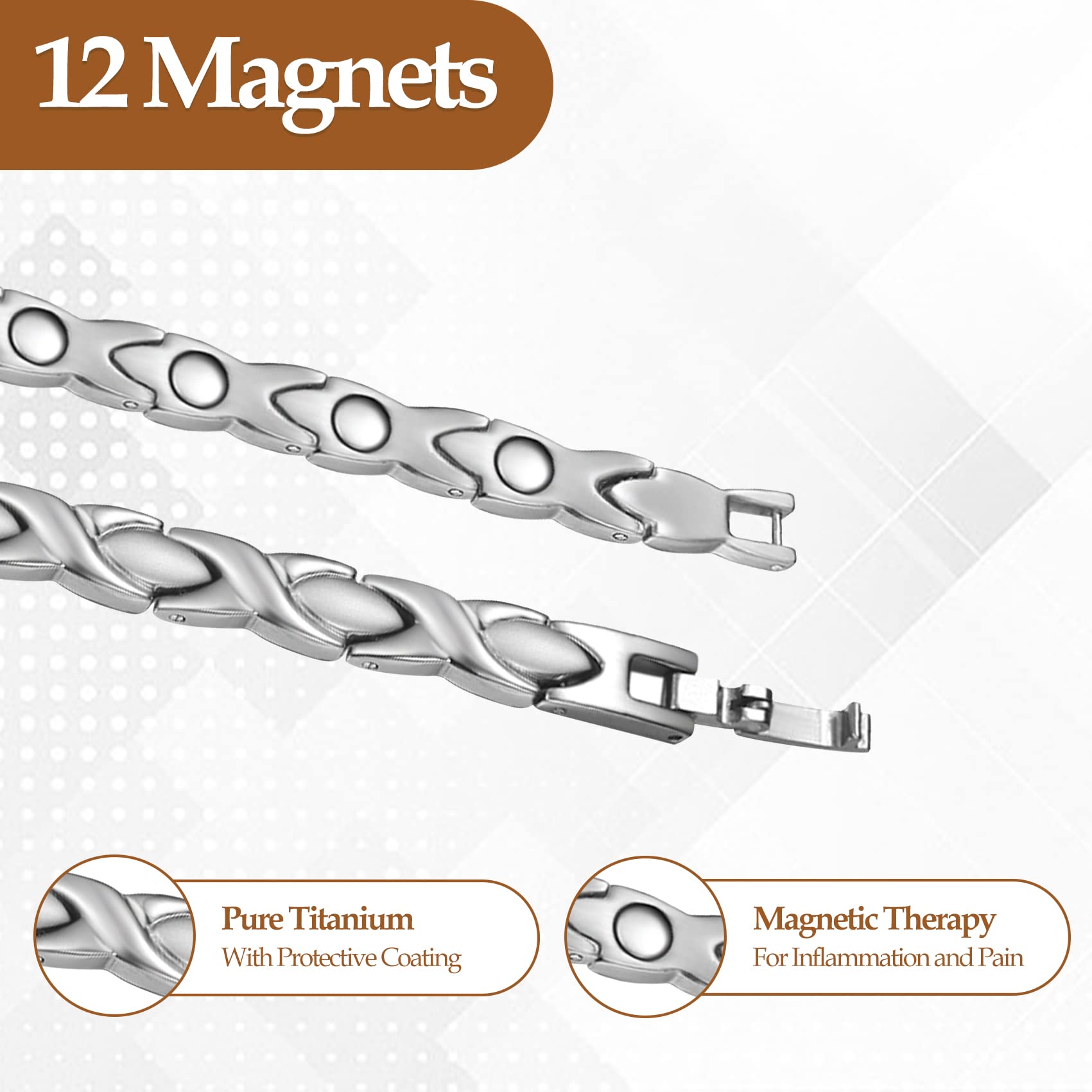 Jecanori Magnetic Bracelets for Women,Pure Titanium Magnetic Bracelets,Adujstable Bracelet,Jewelry Gift with Sizing Tool Magnetic Field Therapy（Flawlessness Series