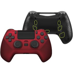 extremerate scarlet red decade tournament controller (dtc) upgrade kit for ps4 controller jdm-040/050/055, upgrade board & ergonomic shell & back buttons & trigger stops - controller not included