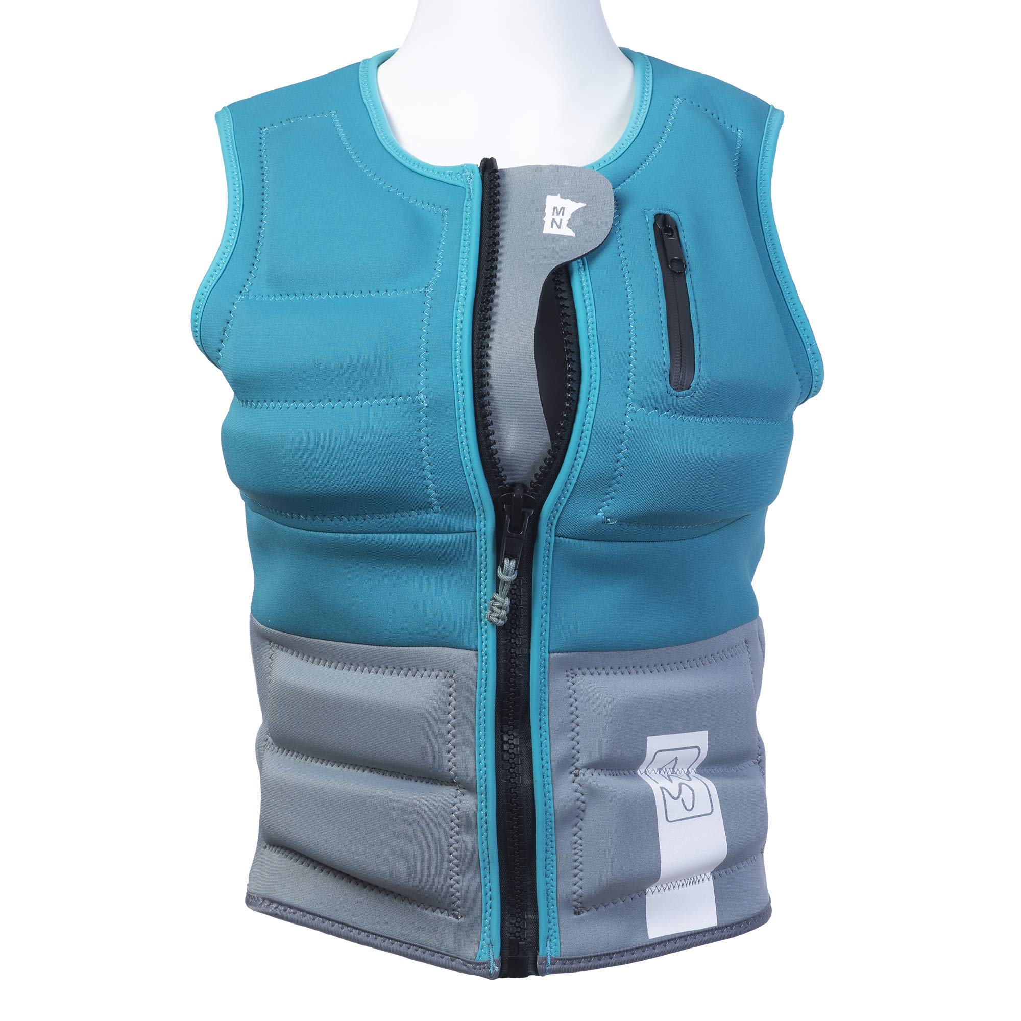 Womens Neoprene Wakesurf Comp Vest - Designed Exclusively for Wake Surfing, but Great for All Other Watersports Activities! (Aqua, XL)