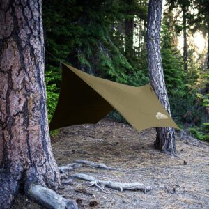 Swiss Outdoors Rain Fly Tarp | Waterproof Tent Shelter Canopy | Lightweight Easy Setup for Hammock, Backpacking or Camp Gear | Premium Quality 12 x 9 ft |, Green Army