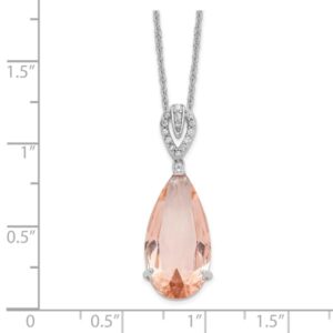 IceCarats 925 Sterling Silver Simulated Pink Morganite White Cubic Zirconia CZ Teardrop Necklace 18 inch Chain Gemstone Pendant Charm