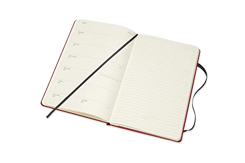 Moleskine Limited Edition Peanuts 12 Month 2022 Weekly Planner, Hard Cover, Large (5" x 8.25"), Scarlet Red