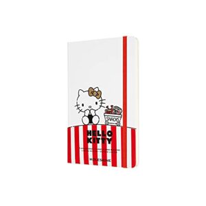 moleskine limited edition hello kitty notebook, hard cover, large (5" x 8.25") plain/blank, white, 240 pages