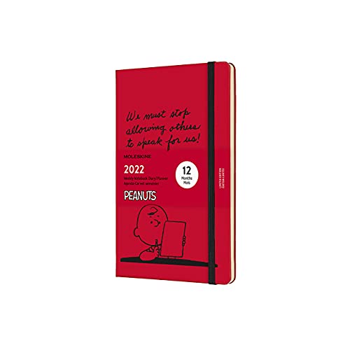 Moleskine Limited Edition Peanuts 12 Month 2022 Weekly Planner, Hard Cover, Large (5" x 8.25"), Scarlet Red