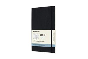 moleskine classic 18 month 2021-2022 monthly planner, soft cover, large (5 x 8.25), black