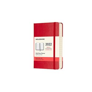 moleskine classic 12 month 2022 daily planner, hard cover, pocket (3.5" x 5.5"), scarlet red