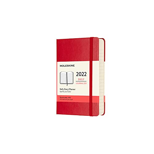 Moleskine Classic 12 Month 2022 Daily Planner, Hard Cover, Pocket (3.5" x 5.5"), Scarlet Red