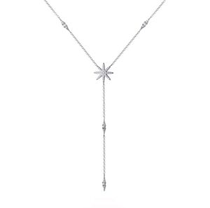 sluynz 925 sterling silver star y necklace for women teens cz star necklace snowflake choker necklace pendant (a-silver)