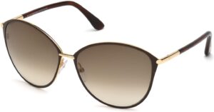 tom ford ft0320 penelope 28f rose gold/plastic lens brown gradient round sunglasses for women + bundle with designer iwear eyewear kit