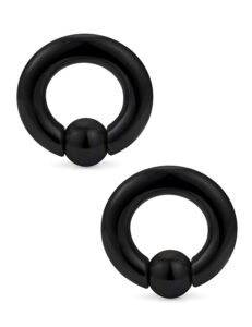 ftovosyo pa rings captive bead rings black spring action cbr screwball rings large septum ring ear gauges earrings 8g 3mm 316l surgical steel pierced body jewelry 1pair 12mm 1/2"