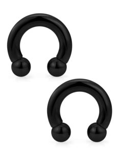 ftovosyo pa ring internally threaded circular barbells horseshoe large septum ring ear gauges earrings 8g 3mm 12mm 1/2" 316l surgical steel pierced body jewelry for women men