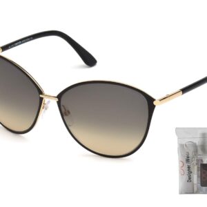 Tom Ford FT0320 Penelope 28B Rose Gold/Plastic Lens Smoke Gradient Round Sunglasses for Women + BUNDLE with Designer iWear Eyewear Kit