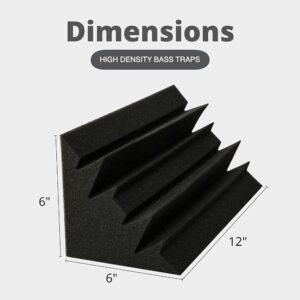 TRUE NORTH Bass Traps w/Adhesive 8 Pack - Recording Studio Acoustical Treatments - Studio Foam Bass Trap Panel Acoustic Treatment - Sound Foam Corner To Trap Bass, Bass Traps Acoustic Foam Corner