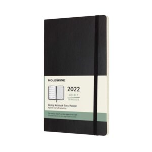 moleskine classic 12 month 2022 weekly planner, soft cover, large (5" x 8.25"), black