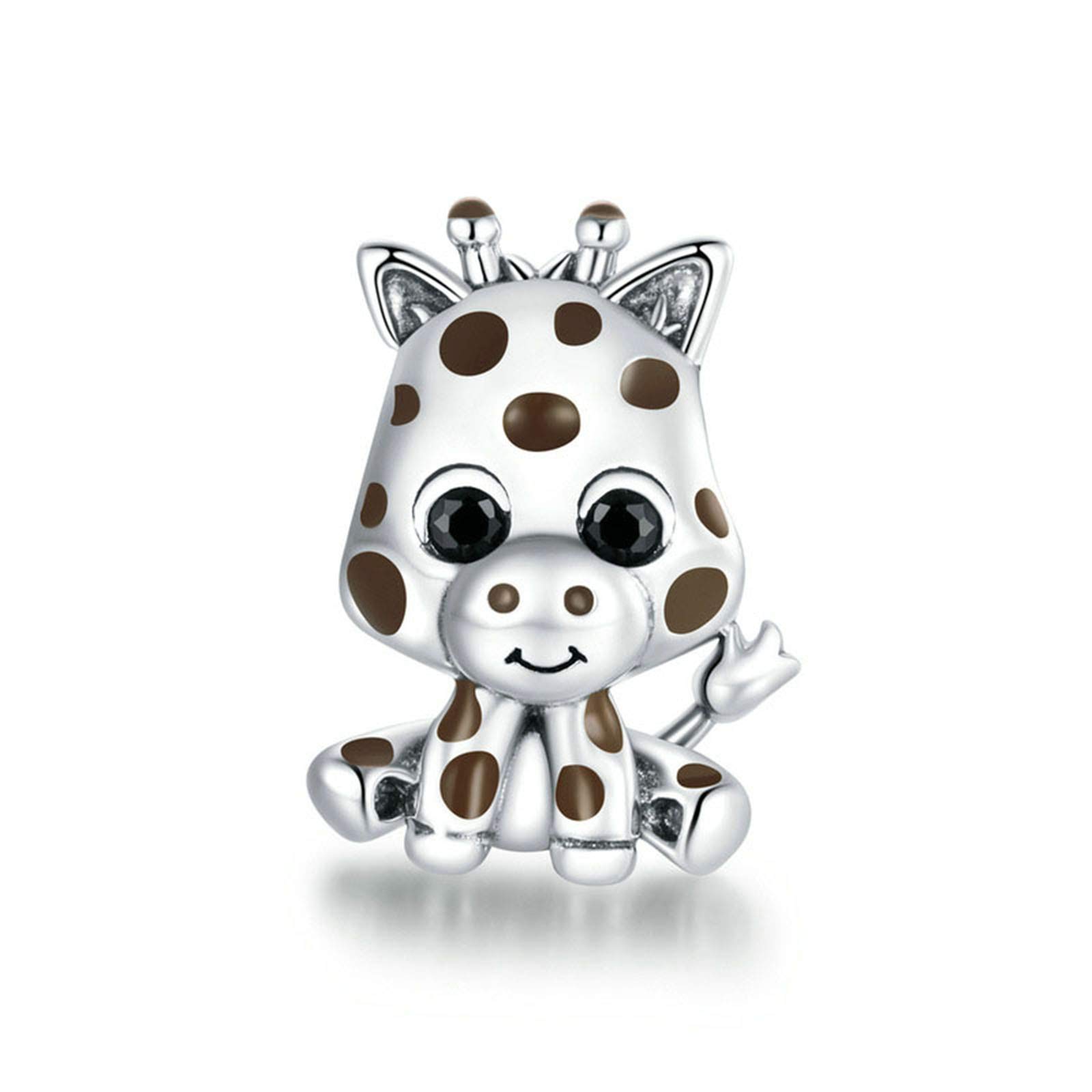 925 Sterling Silver Giraffe Charm Monkey Charm Cow Charm Dog Charm Crab Charm Animal Charm Pet Charm Birthday Charm for Pandora Charm Bracelet (Giraffe)