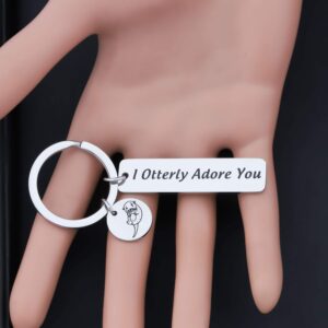 ENSIANTH Funny Otter Gift Otter Lover Gift I Otterly Adore You Gift foy Boyfriend Girlfriend (Otter Keychain)