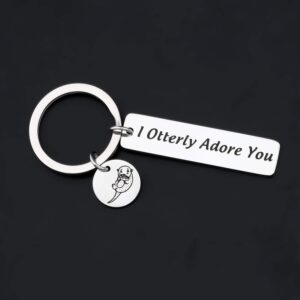 ENSIANTH Funny Otter Gift Otter Lover Gift I Otterly Adore You Gift foy Boyfriend Girlfriend (Otter Keychain)