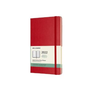 moleskine classic 12 month 2022 weekly planner, hard cover, large (5" x 8.25"), scarlet red