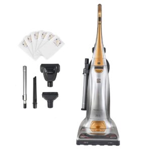 kenmore bu1017 bagged upright beltless vacuum cleaner 3-motor power suction with pet handi-mate, triple hepa, telescoping wand, 5-position height adjustment, 3 cleaning tools, gold