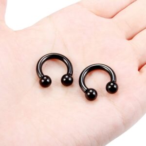 Ftovosyo PA Ring Internally Threaded Circular Barbells Horseshoe Large Septum Ring Ear Gauges Earrings 8G 3mm 12mm 1/2" 316L Surgical Steel Pierced Body Jewelry for Women Men