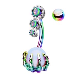 cm crareesi mania rainbow curved claw belly rings natural stone piercing navel rings for women