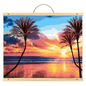 beach sunset with palm trees paint-by-number kit by artist's loft necessities