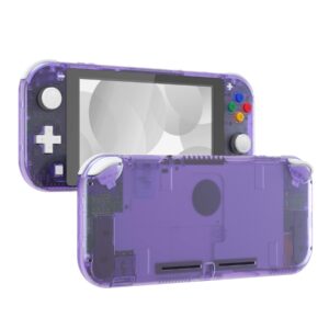 extremerate clear atomic purple diy replacement shell for nintendo switch lite, nsl handheld controller housing w/screen protector, custom case cover for nintendo switch lite