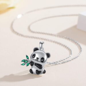 CHENGHONG Panda Necklace for Women 925 Sterling Silver Cute Panda Stuffed Animal Pendant Necklace Panda Bear Jewelry Gifts for Women Valentines Day Gifts