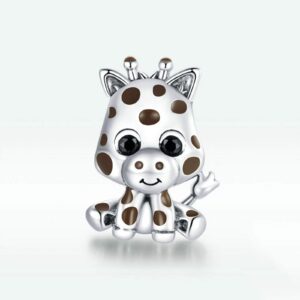 925 Sterling Silver Giraffe Charm Monkey Charm Cow Charm Dog Charm Crab Charm Animal Charm Pet Charm Birthday Charm for Pandora Charm Bracelet (Giraffe)