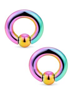 ftovosyo pa rings captive bead rings spring action cbr monster screwball rings large septum ring ear gauges earrings 2g 6mm 316l surgical steel pierced body jewelry for women men 5/8"