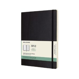 moleskine classic 18 month 2021-2022 weekly planner, soft cover, xl (7.5" x 9.75"), black