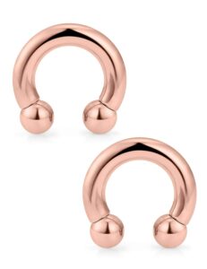 ftovosyo 2pcs pa ring horseshoe circular barbell 316l surgical steel internally threaded large septum ring ear gauges earrings 4g 5mm pierced body jewelry for women 12mm 1/2"