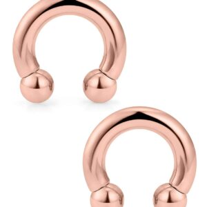 Ftovosyo 2Pcs PA Ring Horseshoe Circular Barbell 316L Surgical Steel Internally Threaded Large Septum Ring Ear Gauges Earrings 4G 5mm Pierced Body Jewelry for Women 12mm 1/2"