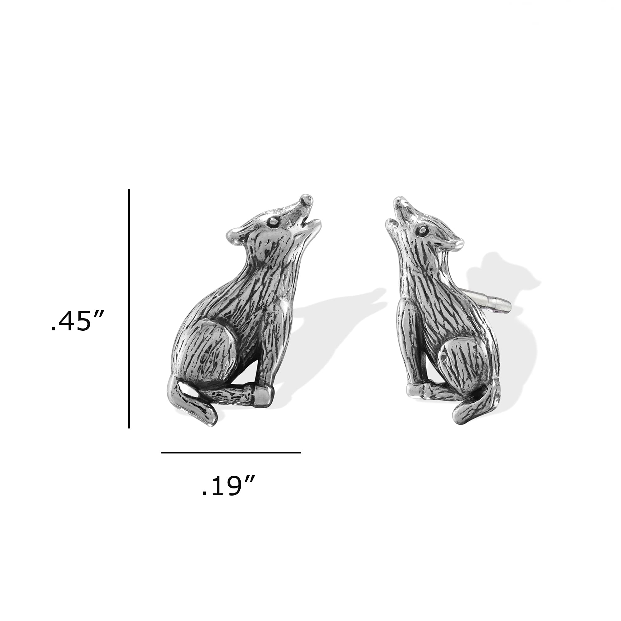 Boma Jewelry Sterling Silver Howling Wolf Stud Earrings