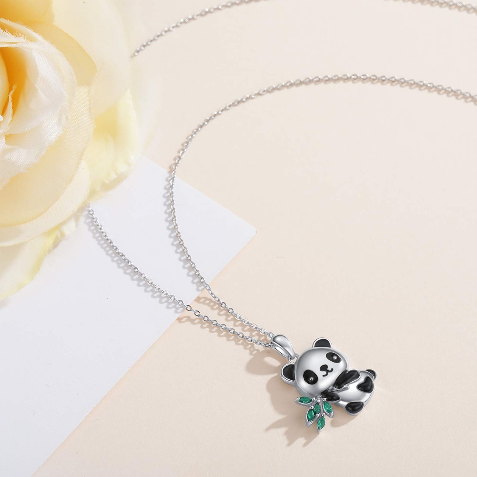 CHENGHONG Panda Necklace for Women 925 Sterling Silver Cute Panda Stuffed Animal Pendant Necklace Panda Bear Jewelry Gifts for Women Valentines Day Gifts