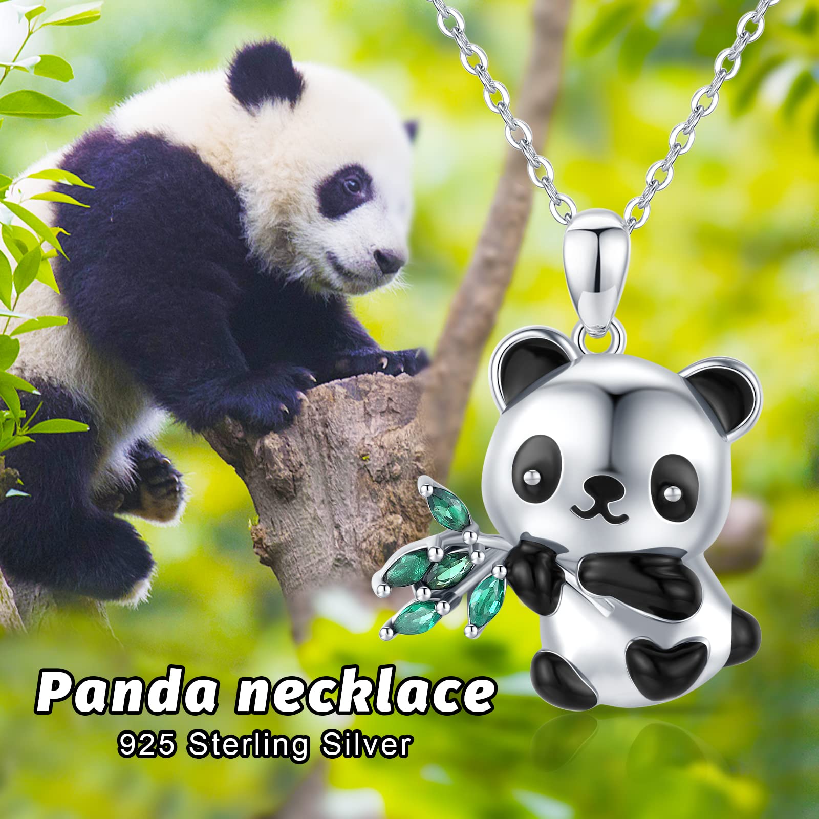 CHENGHONG Panda Necklace for Women 925 Sterling Silver Cute Panda Stuffed Animal Pendant Necklace Panda Bear Jewelry Gifts for Women Valentines Day Gifts