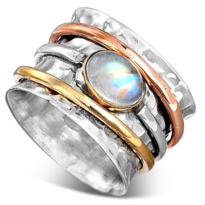 boho-magic 925 sterling silver spinner moonstone ring for women with copper and brass fidget rings bands (7)