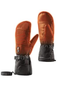 ororo heated mittens for women and men, rechargeable heated gloves for skiing hiking and arthritic hands (black & orange,s)