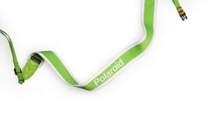 polaroid camera strap flat – green stripe