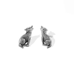 Boma Jewelry Sterling Silver Howling Wolf Stud Earrings